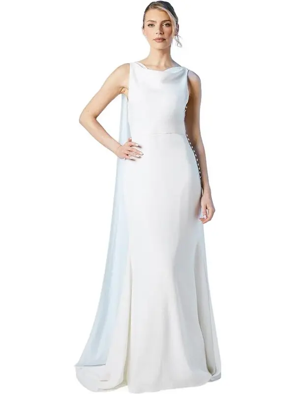 Coast Chiffon Cowl Neck Maxi Dress With Cape Effect - Ivory