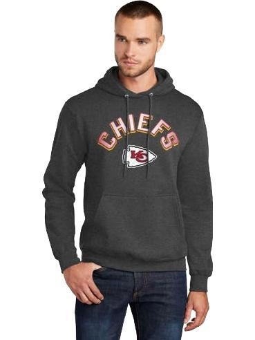 STARTER Kansas City Chiefs Arch Over Logo Pullover Hoodie - Charcoal