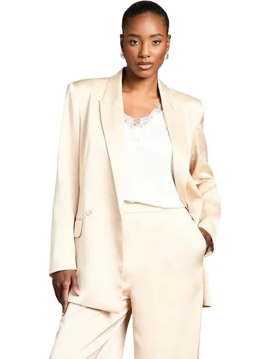 Coast Satin Double-breasted Tailored Blazer - Champagne