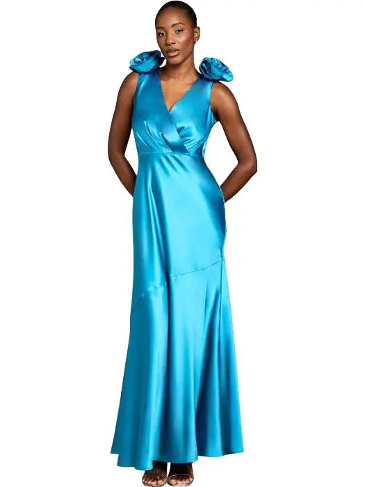Coast Satin Corsage Detail Maxi Dress - Teal