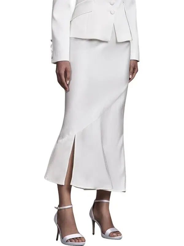 Coast Satin Midi Skirt With Side Split - Ivory