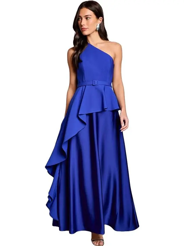 Coast Asymmetric One-shoulder Satin Maxi Dress - Cobalt