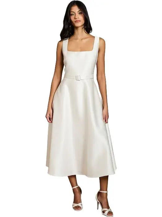 Coast Petite Belted Midi Dress - Champagne