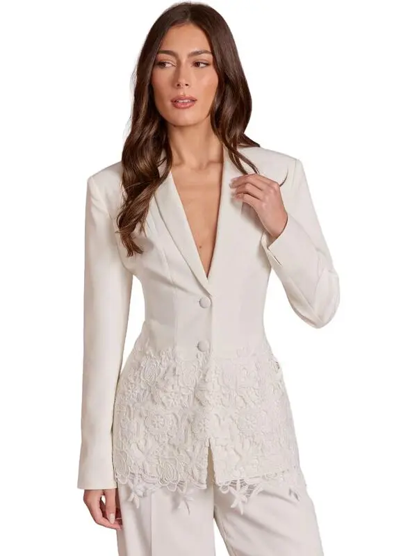 Coast Longline Floral Embroidered Blazer - Ivory