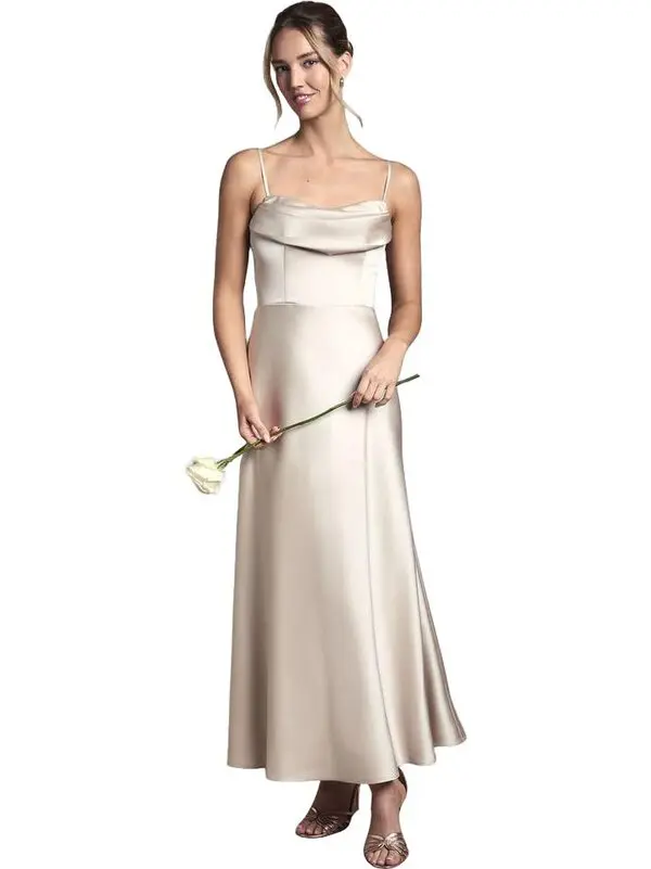 Coast Strappy Satin Maxi Bridesmaid Dress - Champagne