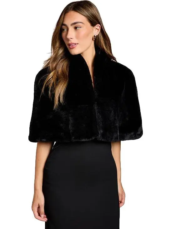 Coast Faux Fur Cropped Cape - Black
