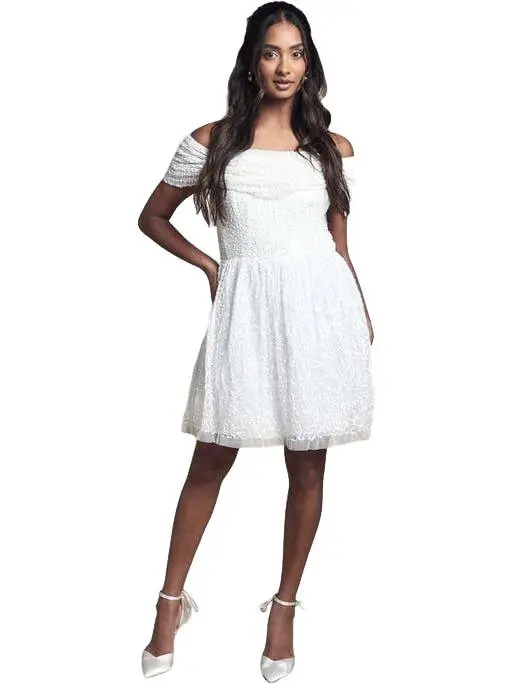 Coast Bardot Embellished Bridal Mini Dress - Ivory