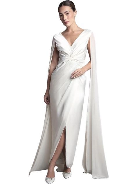Coast Cape Sleeve Satin Maxi Dress - Ivory