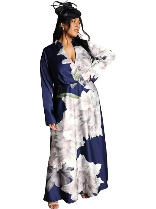 Coast Floral Print Wrap Maxi Dress - Navy