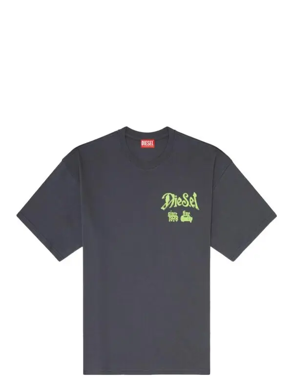 DIESEL® Cotton T-shirt With Flock Graphic - Black