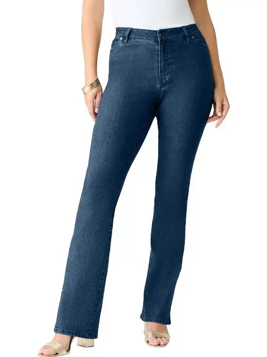 Roaman's High-rise Stretch Bootcut Jeans - Medium Stonewash