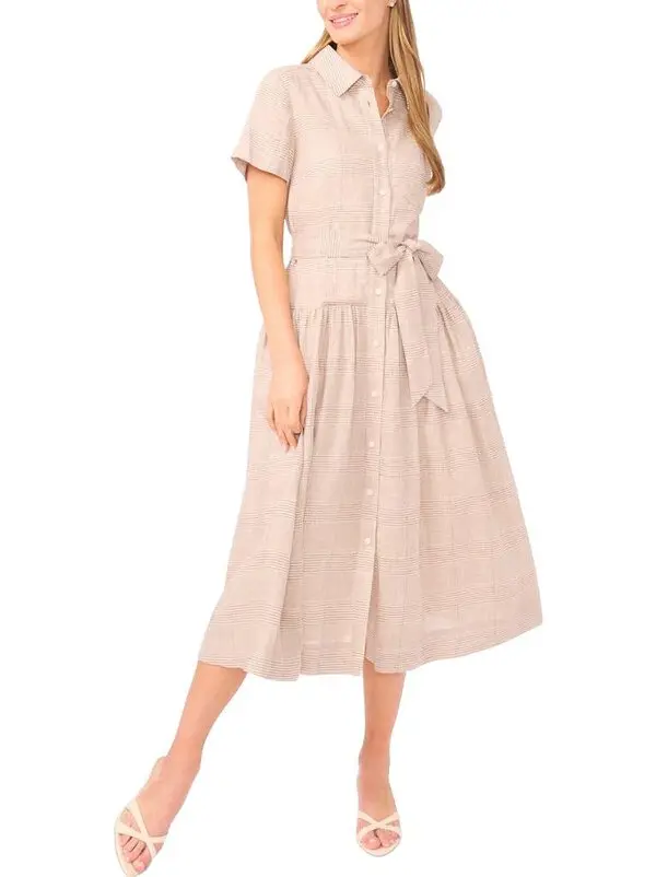 Ted Baker London Charlie Drop Waist Linen Shirtdress - Light Heather Grey