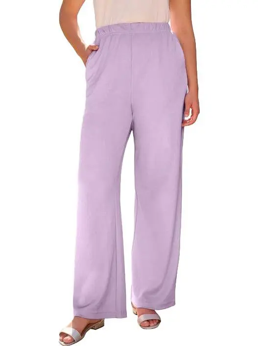 Roaman's Pull-on Wide Leg Soft Knit Pant - Pale Lavender