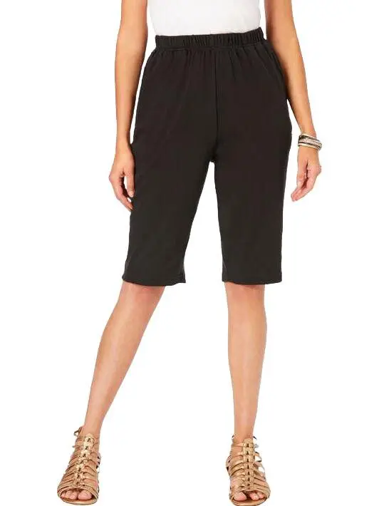ROAMAN'S Soft Knit Pull-on Bermuda Shorts - Black