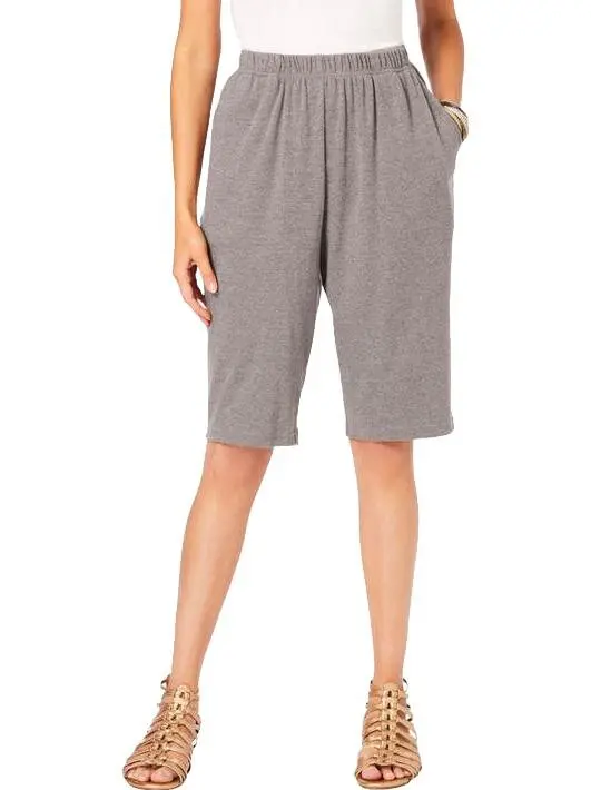 ROAMAN'S Soft Knit Pull-on Bermuda Shorts - Medium Heather Grey