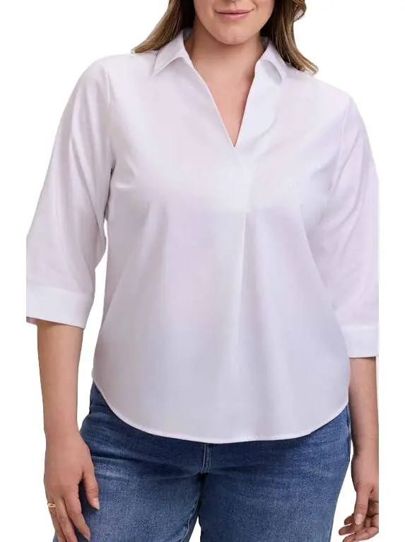 Foxcroft Cleo Pleated Cotton Blend Shirt - White