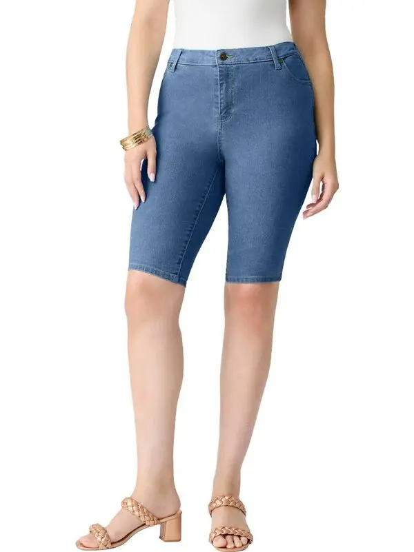 Roaman's 7 Stretch Bermuda Shorts - Medium Wash