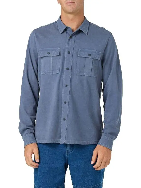O'Neill Og Long Sleeve Cotton Button Front Shirt - Blue