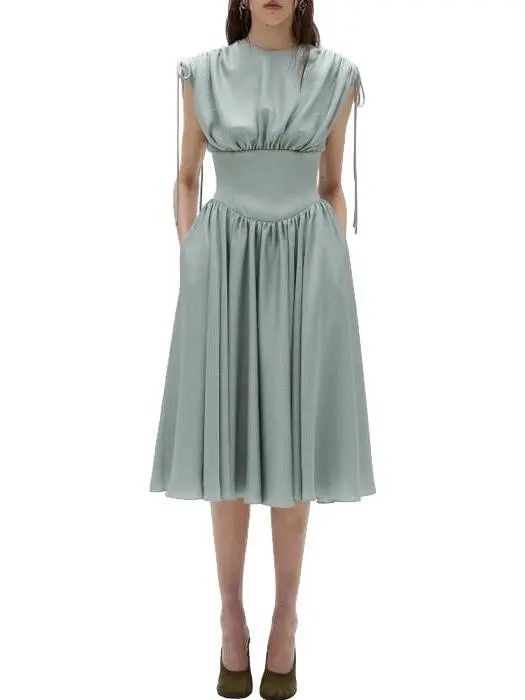 Amsale Hammered Satin Corset Dress - Jade