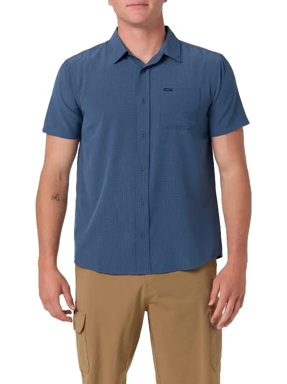O'Neill Trvlr Perforated Performance Short Sleeve Button Up Shirt - Dark Slate