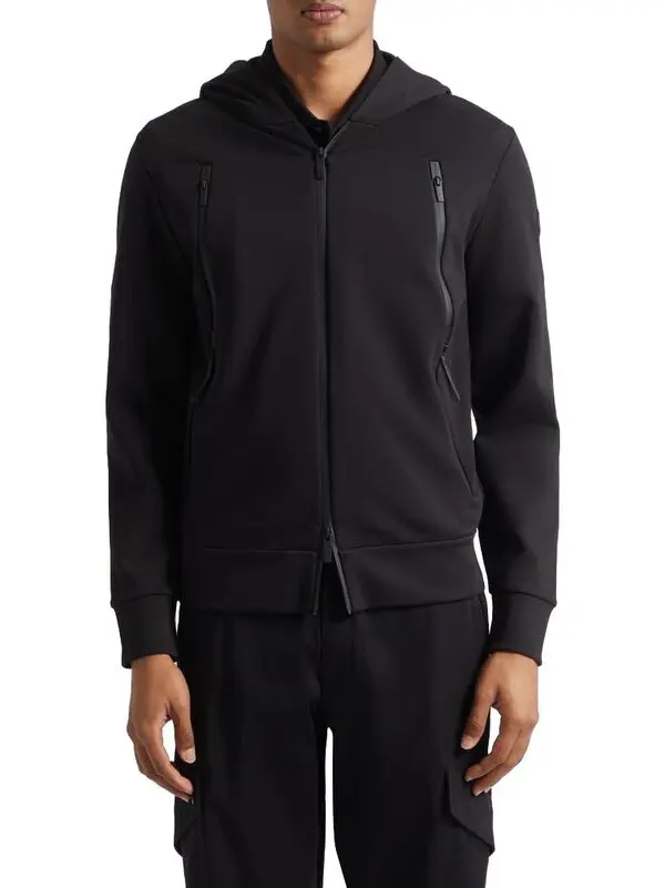 Moncler Cotton Blend Zip-up Hoodie - Black
