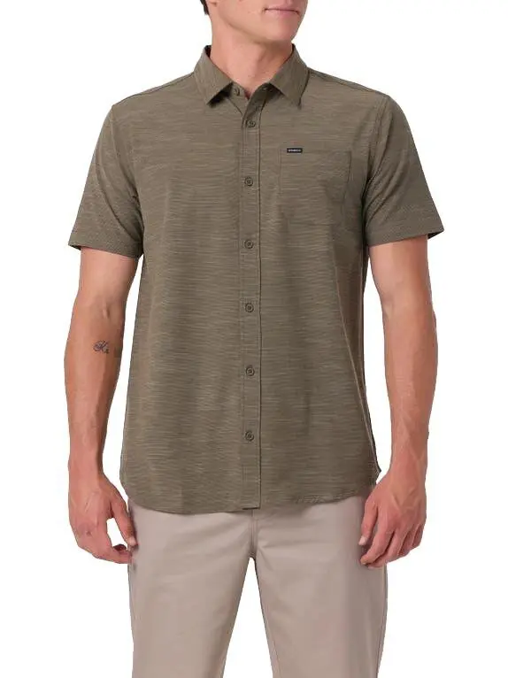 O'Neill Upf Slub Short Sleeve Button Up Shirt - Army