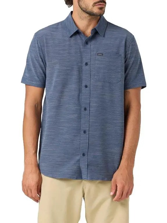 O'Neill Upf Slub Short Sleeve Button Up Shirt - Navy