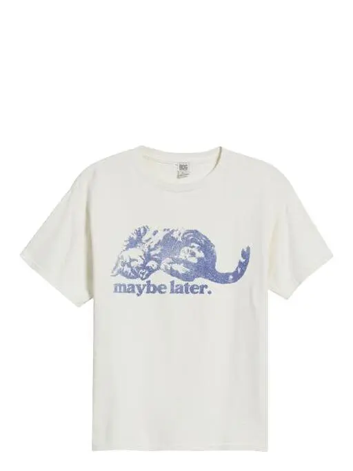 BDG URBAN OUTFITTERS Maybe Later" Cat Graphic T-shirt - Ecru
