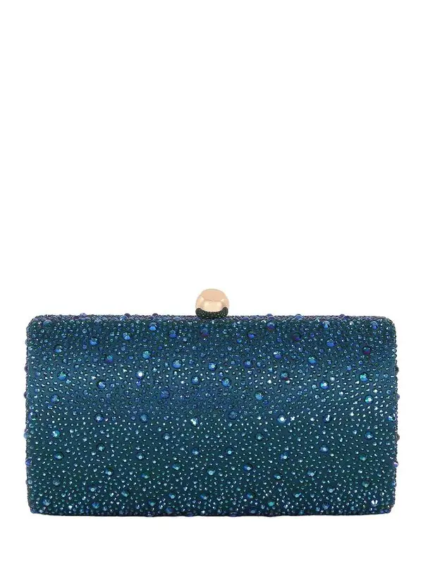 Badgley Mischka Fern Crystal Minaudière - Teal