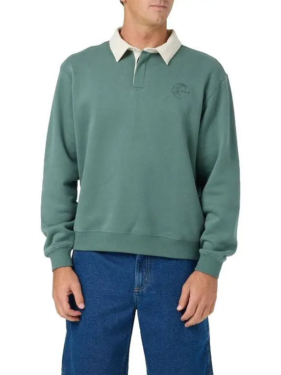 O'Neill Og Long Sleeve Fleece Rugby Shirt - Dark Forest