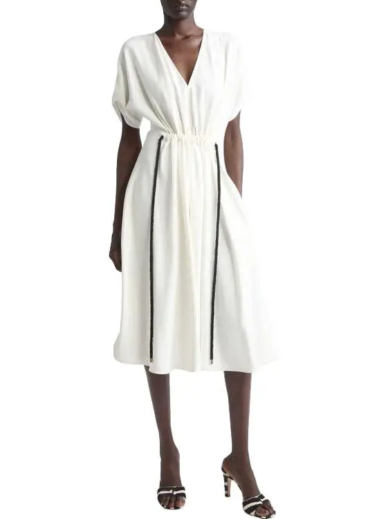 FERRAGAMO Gathered Waist Midi Dress - Mascarpone
