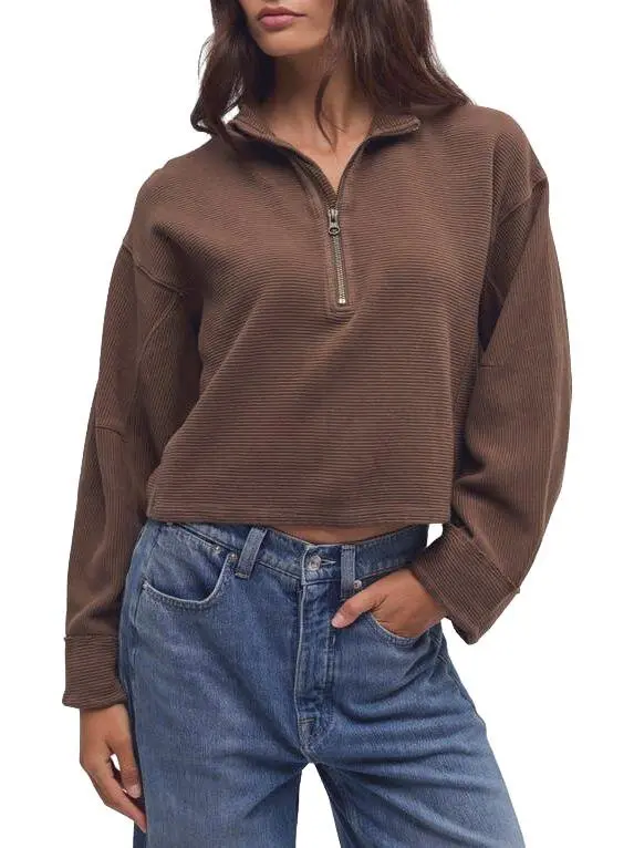 Free People We The Free Celeste Quarter-zip Pullover - Teak