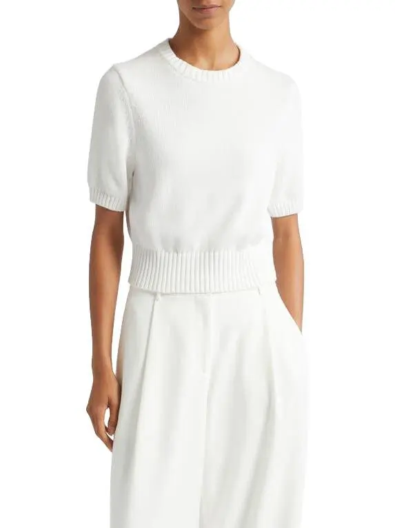 TOCCIN Elsie Organic Cotton Short Sleeve Sweater - Optic