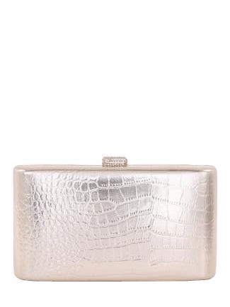 Badgley Mischka Lula Croc Embossed Leather Minaudière - Gold