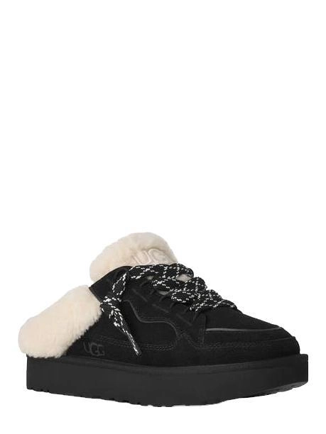 UGG Lowmel Genuine Shearling Lined Lace-up Mule - Black