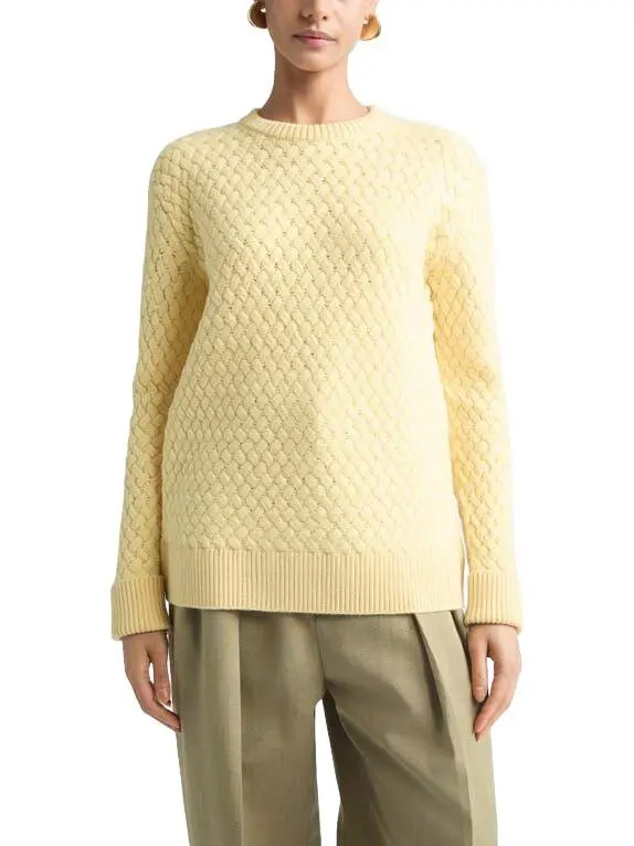 Bottega Veneta Wool Intrecciato Crewneck Sweater - 2998 Buff