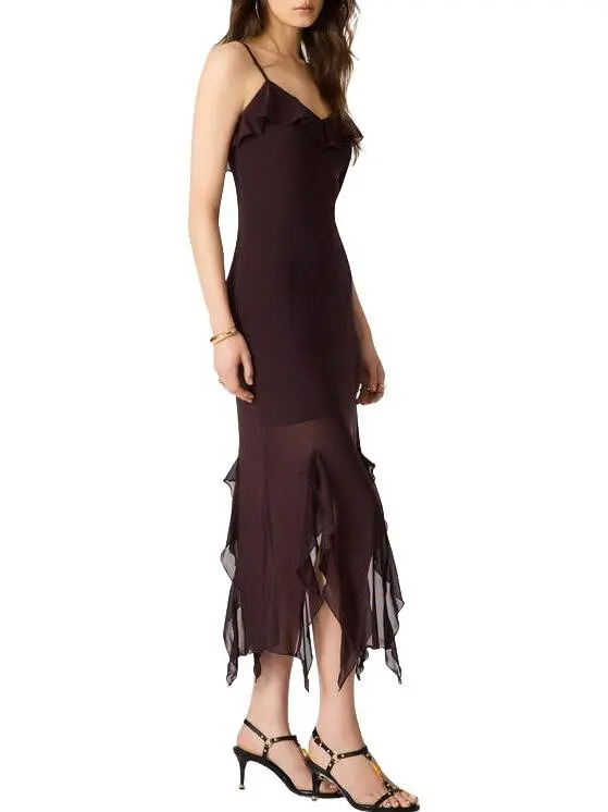 Steve Madden Mariane Ruffle Sleeveless Maxi Dress - Chocolate