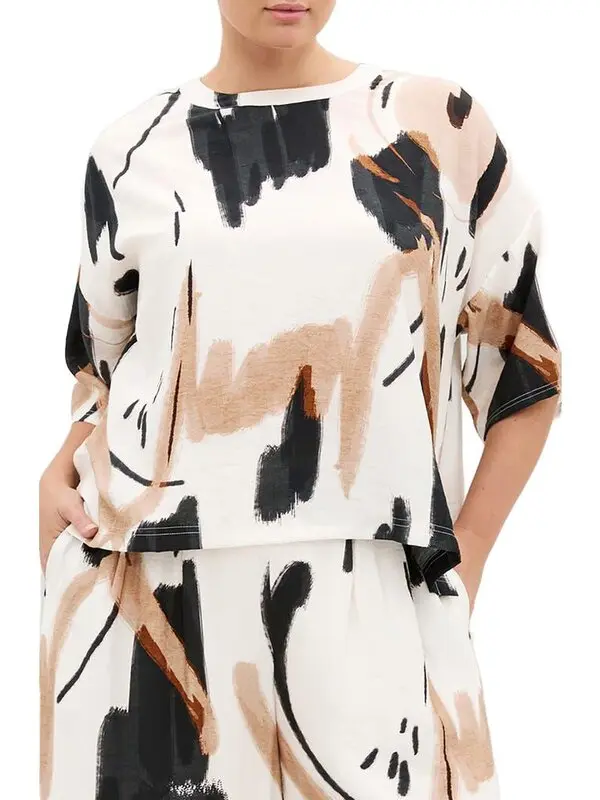City Chic Abstract Print Woven Shirt - Exhibit