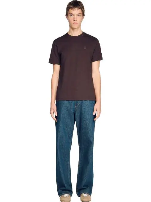 Sandro Cotton Logo T-shirt - Chocolate