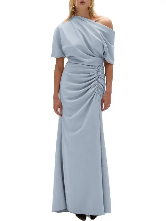 Amsale Pebble Crepe Slouch Dress - Ice