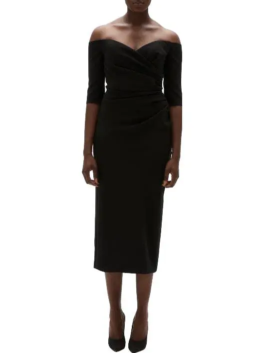 Amsale Stretch Crepe Cocktail Dress - Black