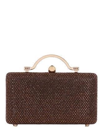 Badgley Mischka Jude Crystal Minaudiere With Outer Pocket - Brown