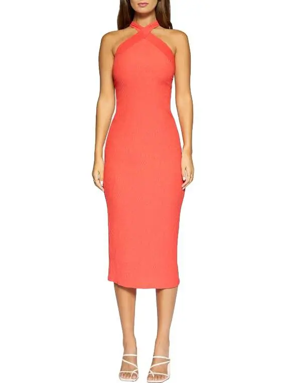LOST + WANDER Crush Halter Midi Dress - Orange