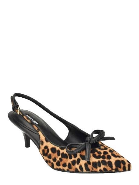 Nine West Lyrical Slingback Pointed Toe Kitten Heel Pump - Dark Natural