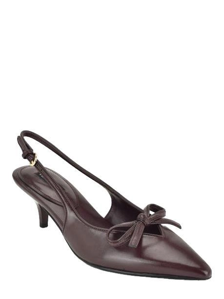 Nine West Lyrical Slingback Pointed Toe Kitten Heel Pump - Dark Red