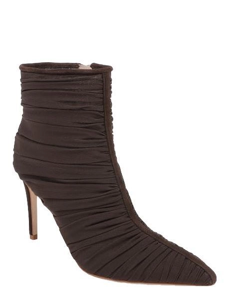 L'Agence Fulton Ruched Stiletto Ankle Boots - Chocolate