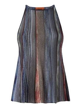 Missoni Sleeveless Ribbed Viscose Lamé Top - Multicoloured