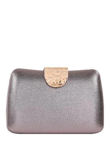 Badgley Mischka Tatum Faux Leather Clutch With Hammered Clasp - Bronze