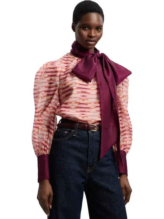 Karen Millen Geometric Print Pussy Bow Blouse - Multi