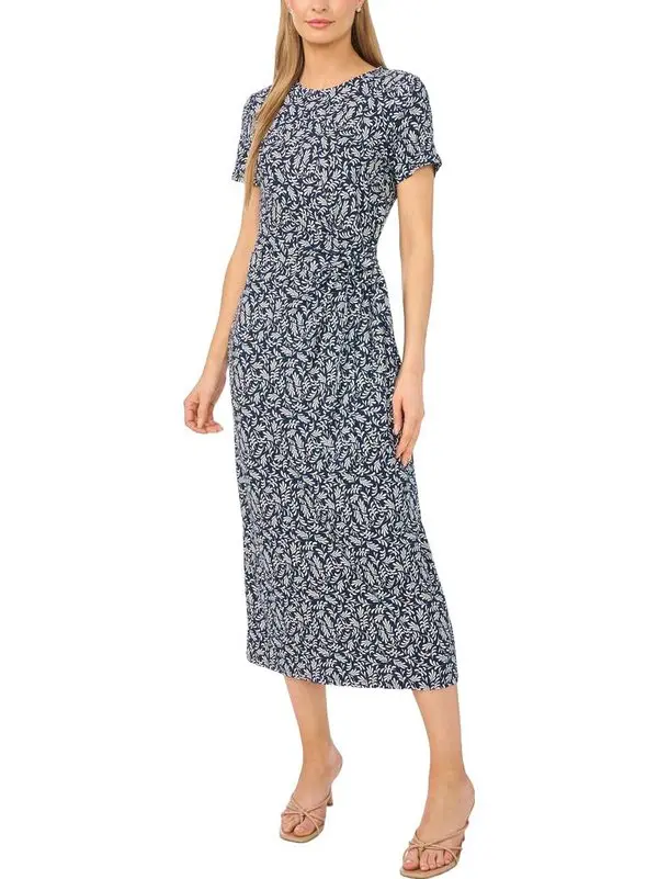 Halogen Side Tie Midi Dress - Classic Navy